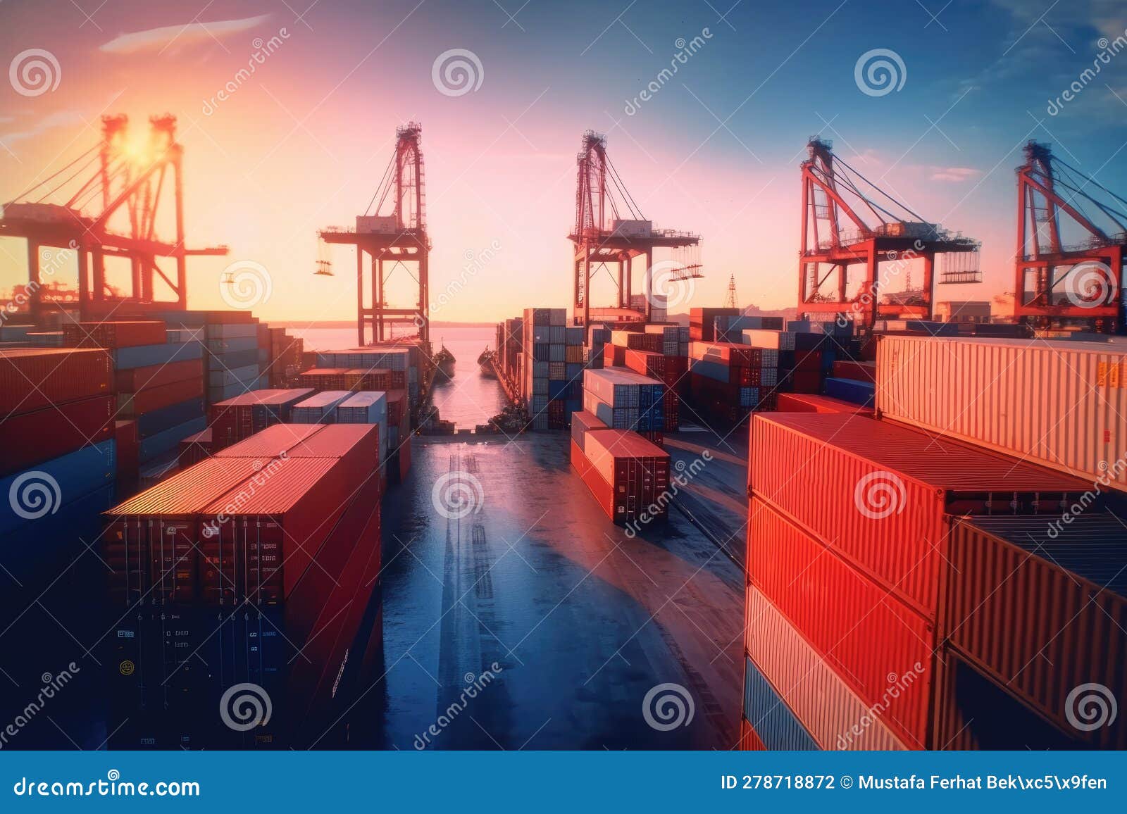 Container Ports with Containers and Ships in the Background. Generative ...