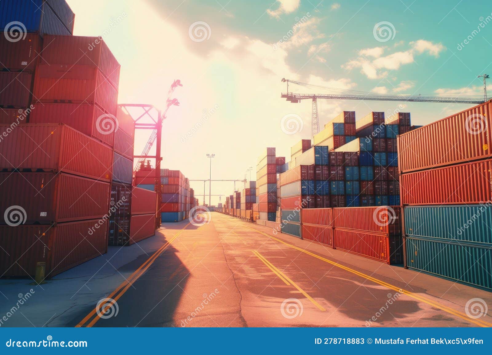 Container Ports With Containers And Ships In The Background. Generative ...