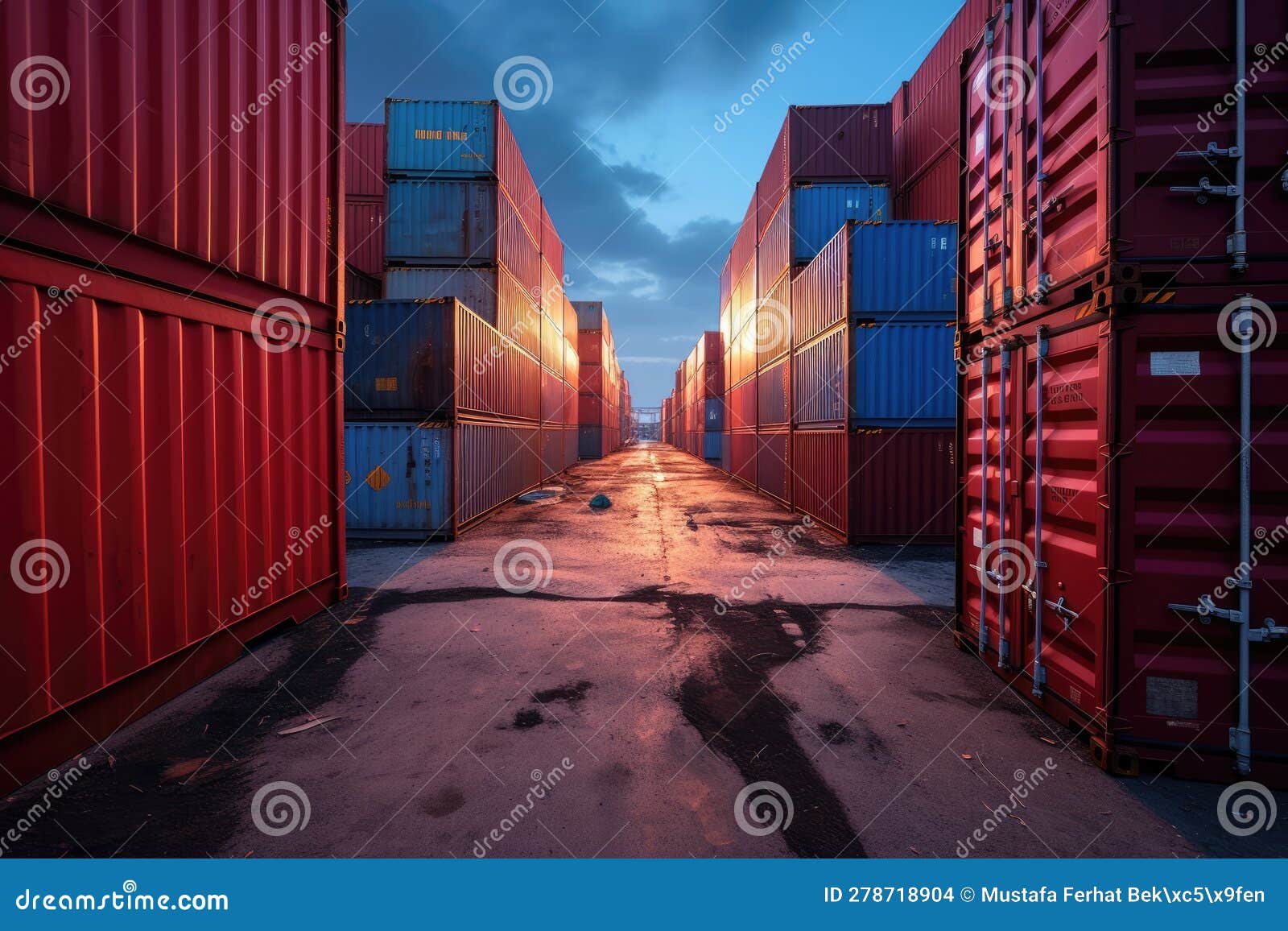 Container Ports with Containers and Ships in the Background. Generative ...