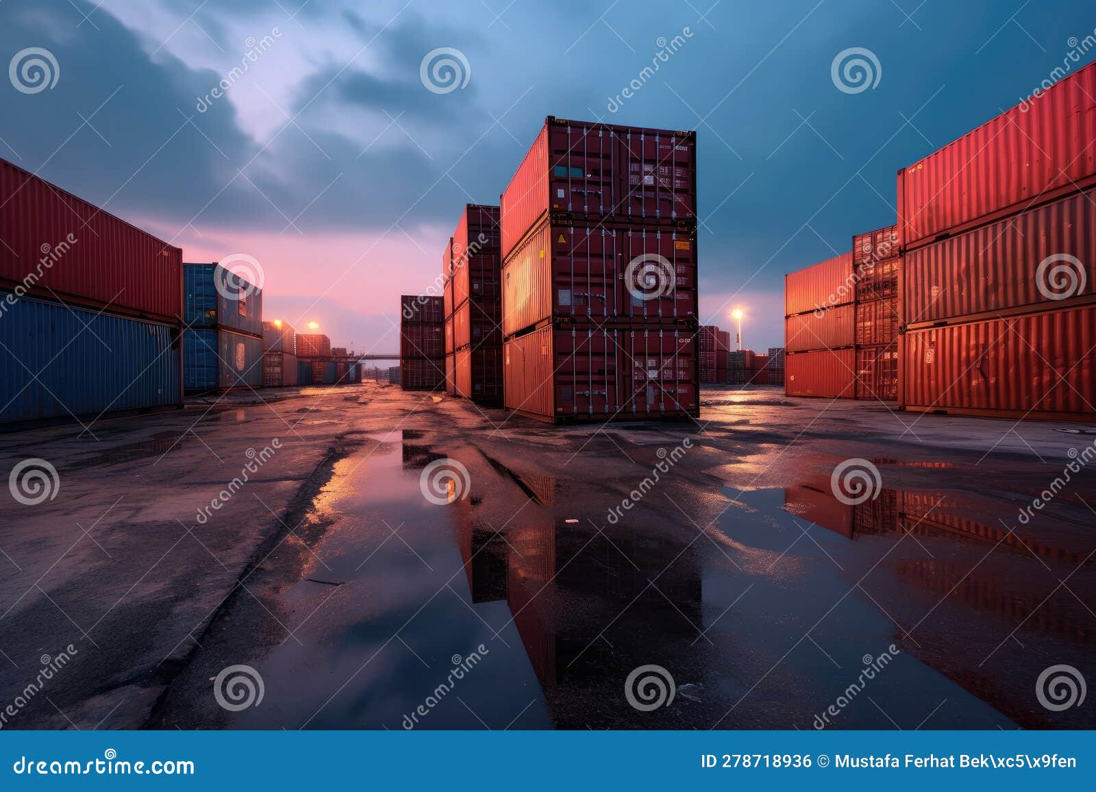 Container Ports with Containers and Ships in the Background. Generative ...