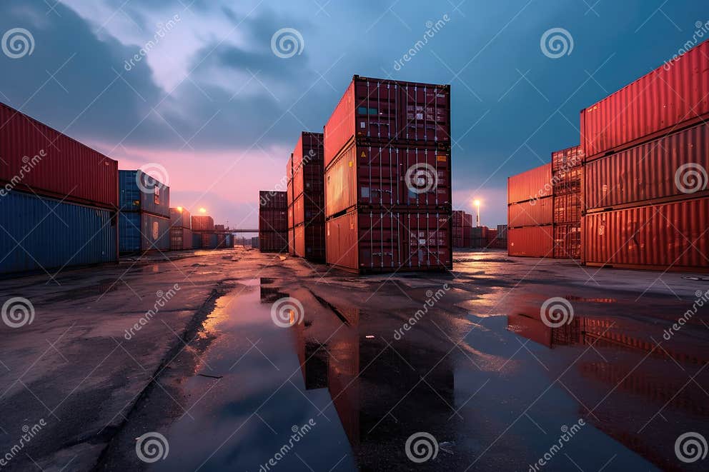 Container Ports with Containers and Ships in the Background. Generative ...