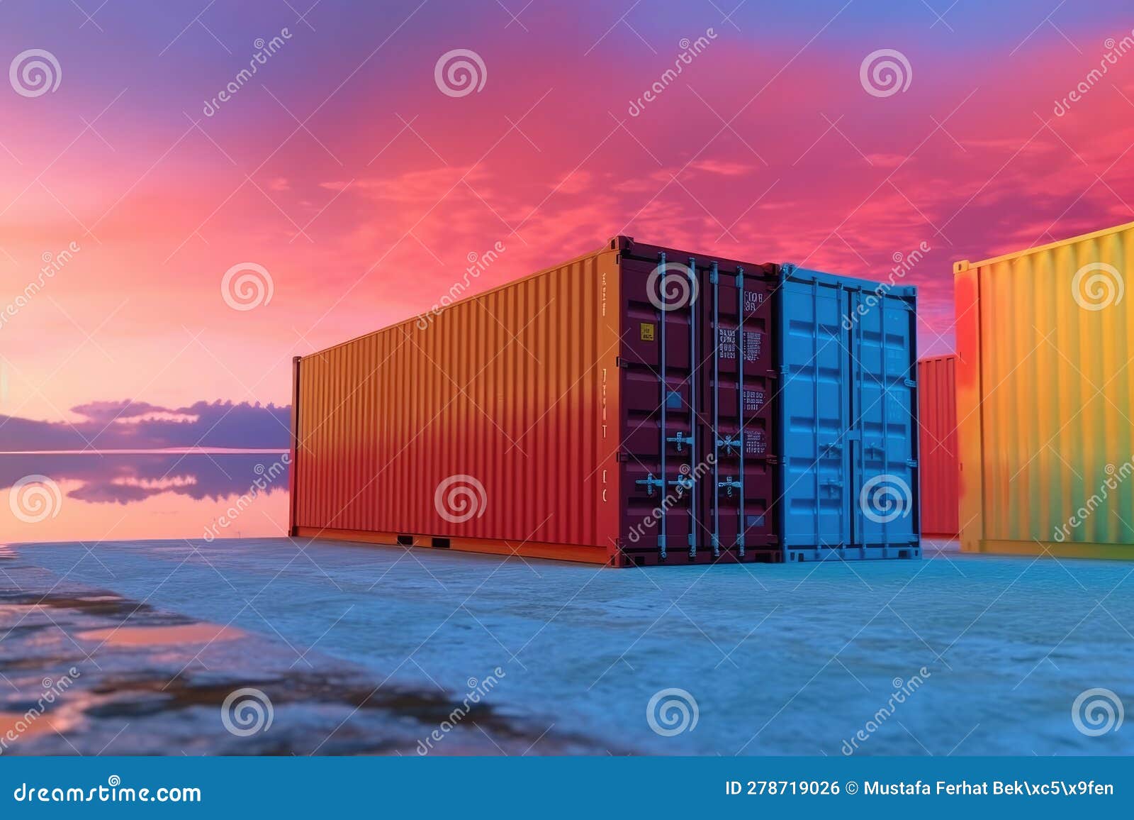 Container Ports with Containers and Ships in the Background. Generative ...