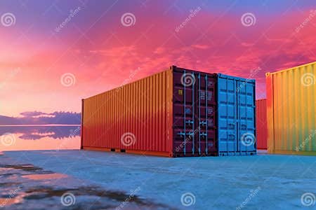 Container Ports with Containers and Ships in the Background. Generative ...