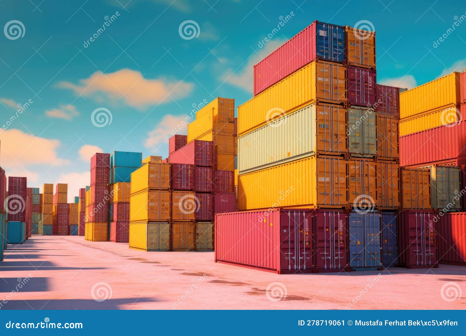 Container Ports with Containers and Ships in the Background. Generative ...