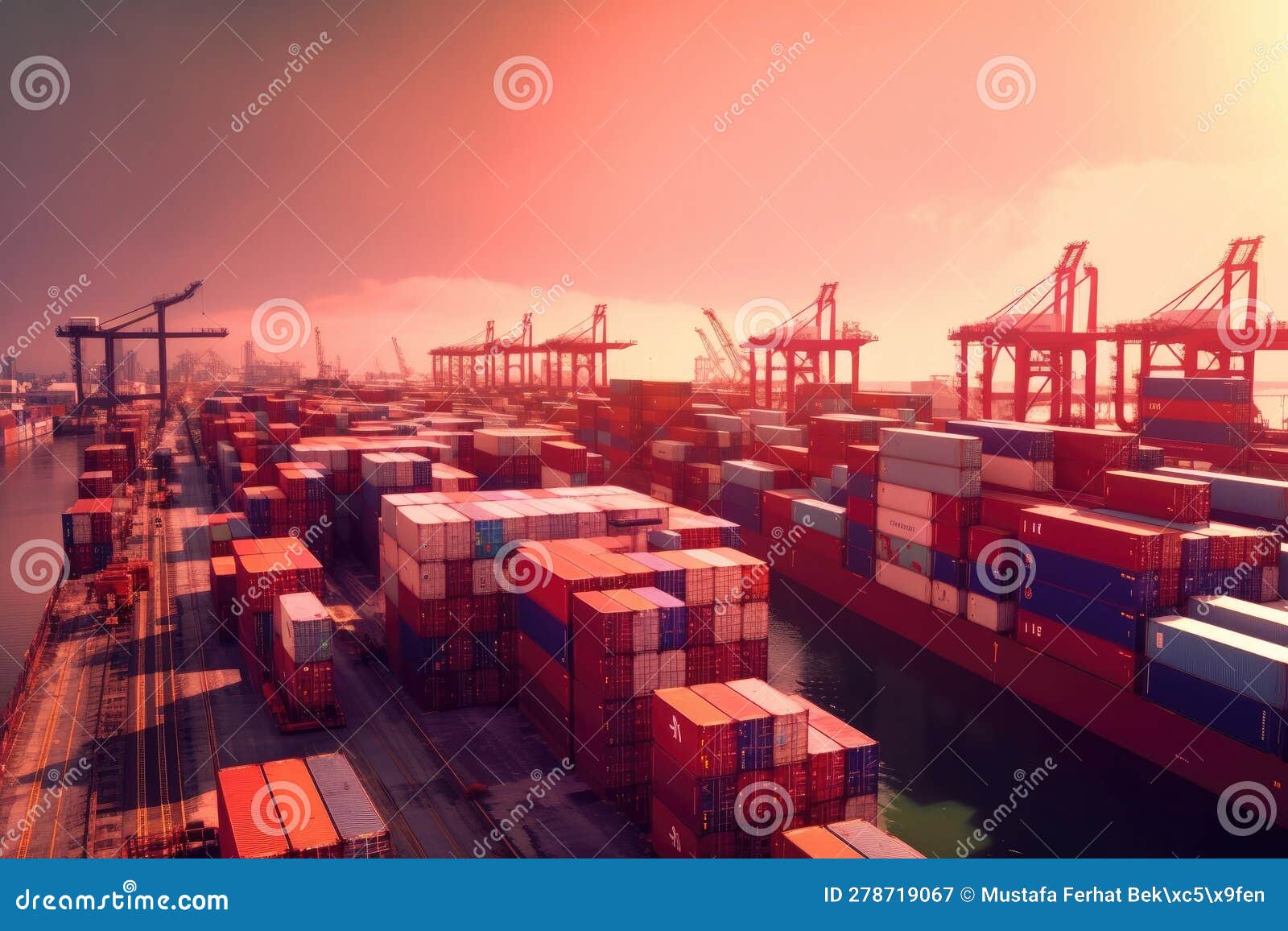 Container Ports With Containers And Ships In The Background. Generative ...