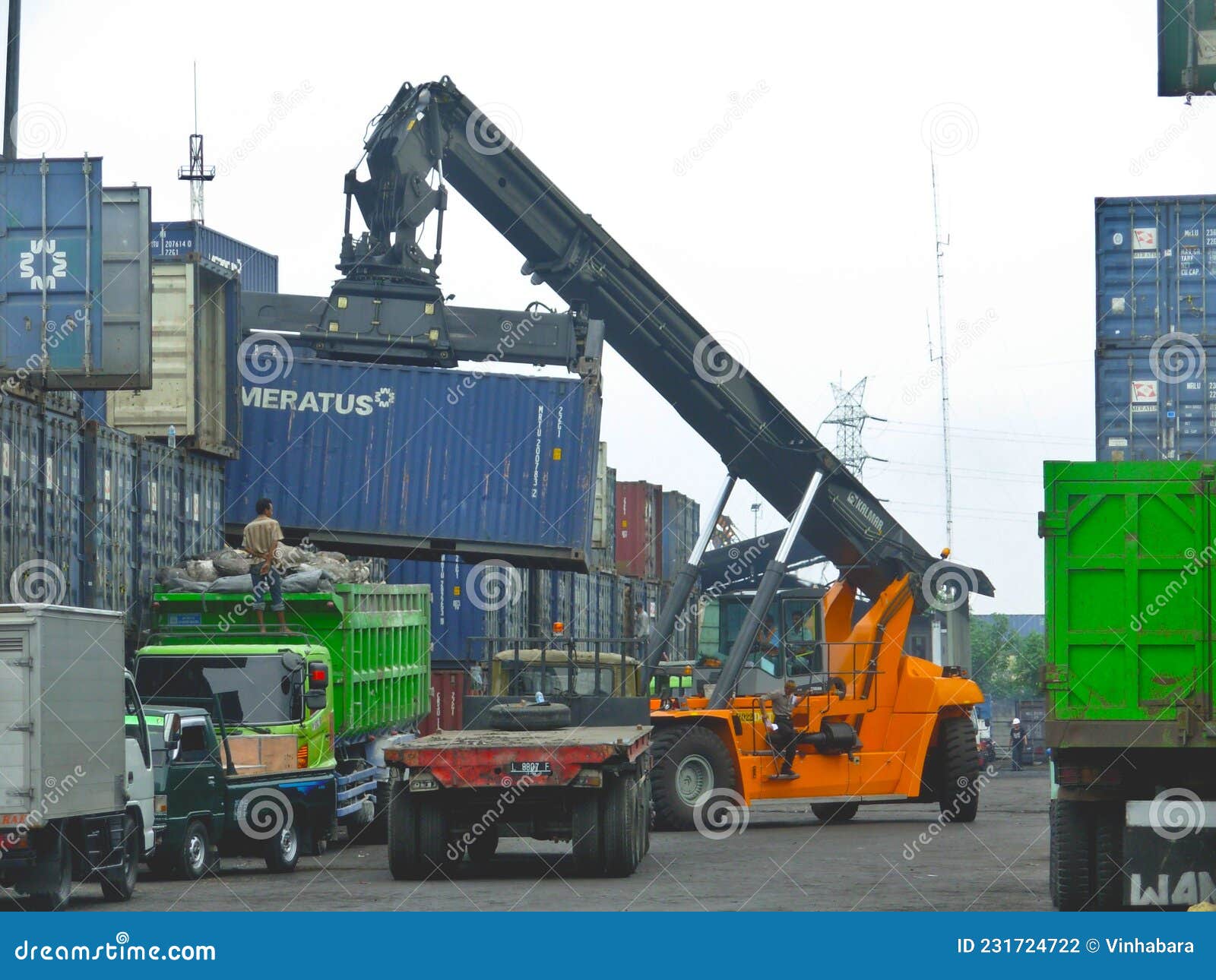 Reach Stacker Is Working At Container Depot Service, Reach Stacker Lift ... Reach Stacker Is Working At Container Depot Service, Reach Stacker Lift ...