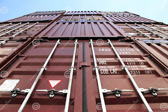 Container in red stock image. Image of countries, facility - 697793