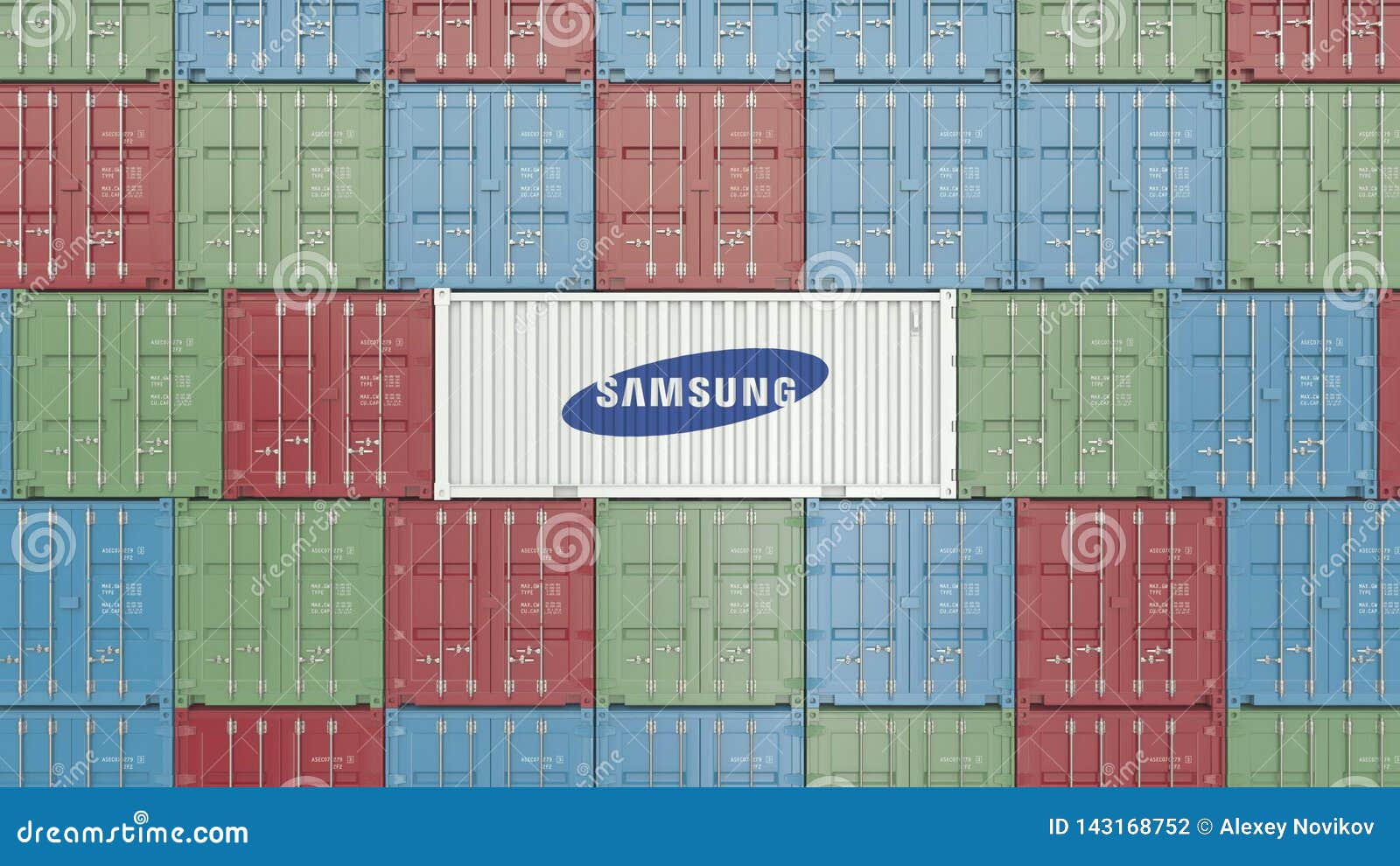 Container with Samsung Corporate Logo. Editorial 3D Rendering Editorial ...