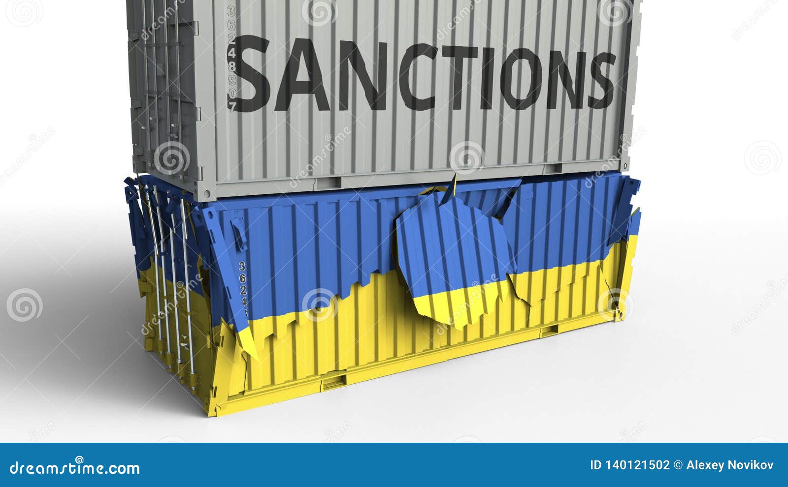 Container with SANCTIONS Text Breaks Cargo Container with Flag of ...
