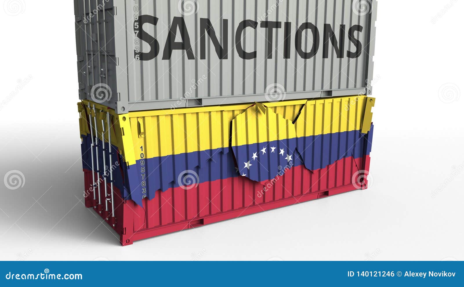 Container with SANCTIONS Text Breaks Cargo Container with Flag of ...