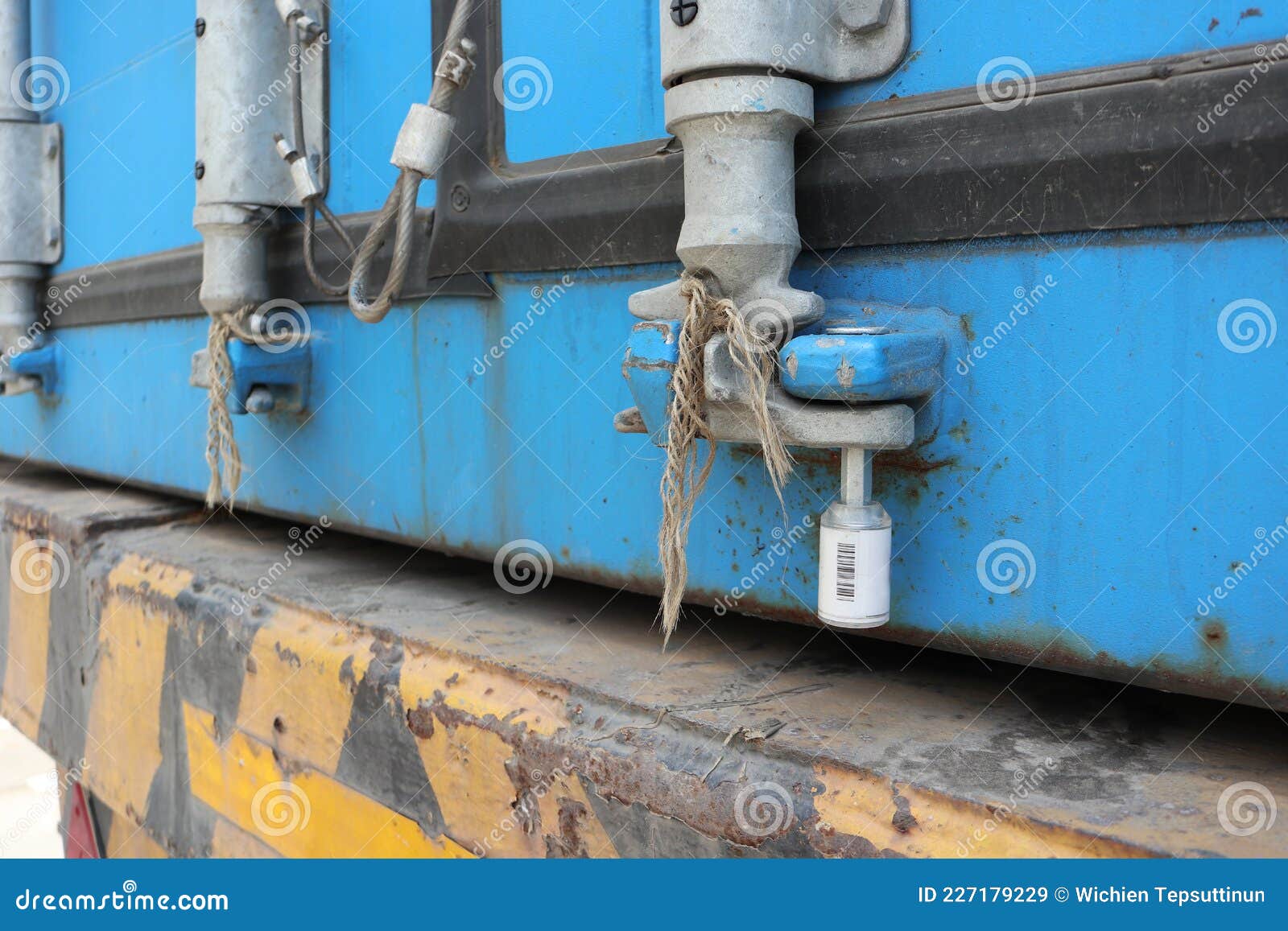 Container Seals at the Door Lock of a Container Stock Image - Image of ...