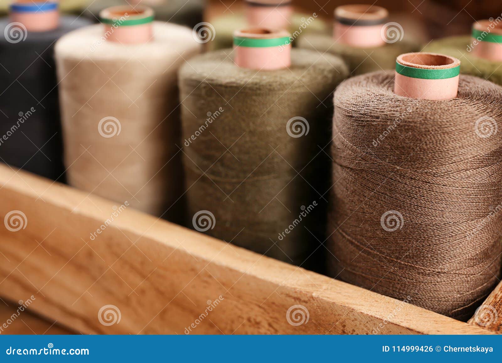 Container with Set of Color Sewing Threads Stock Photo - Image of ...