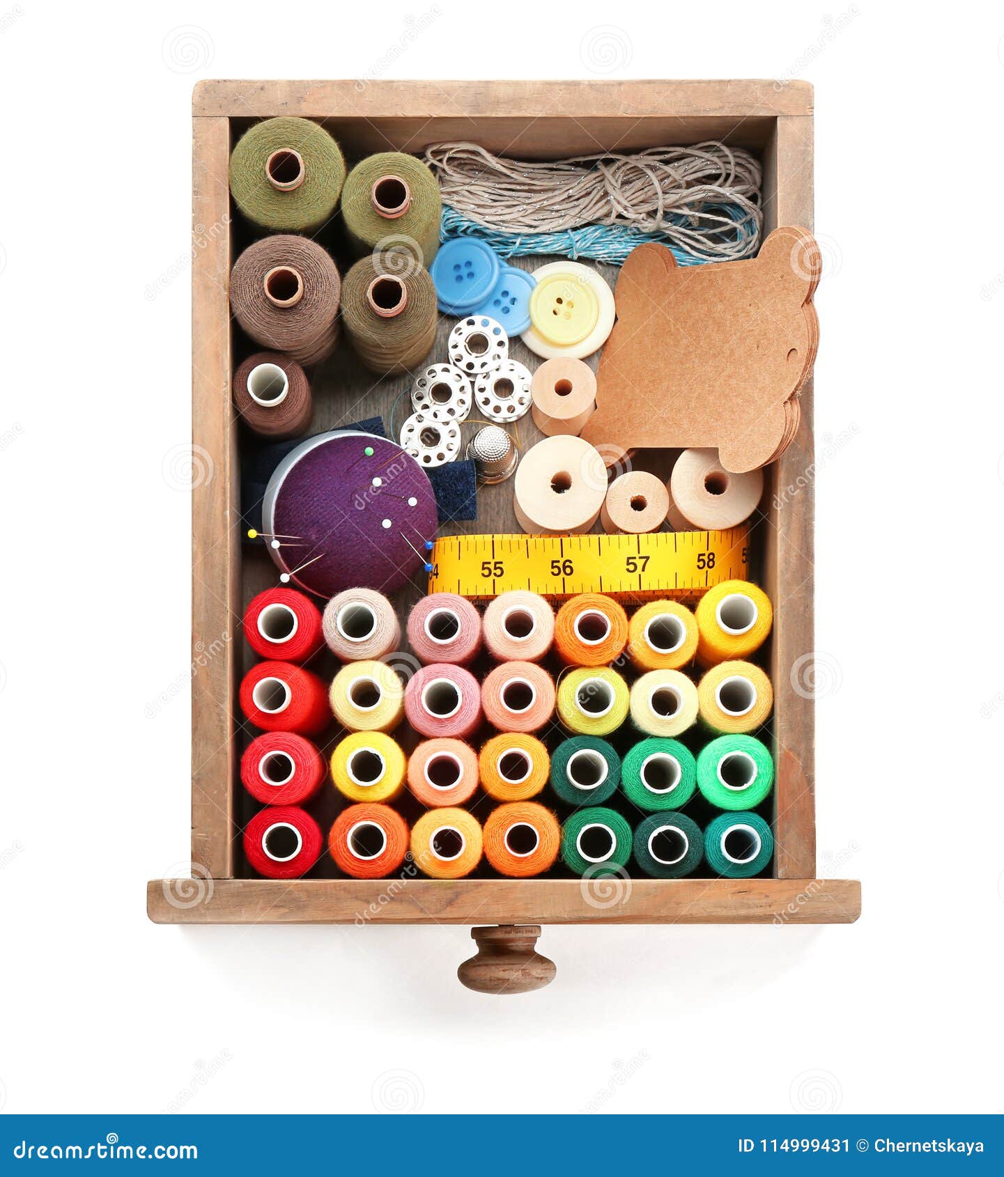 Container with Set of Color Sewing Threads Stock Image - Image of ...