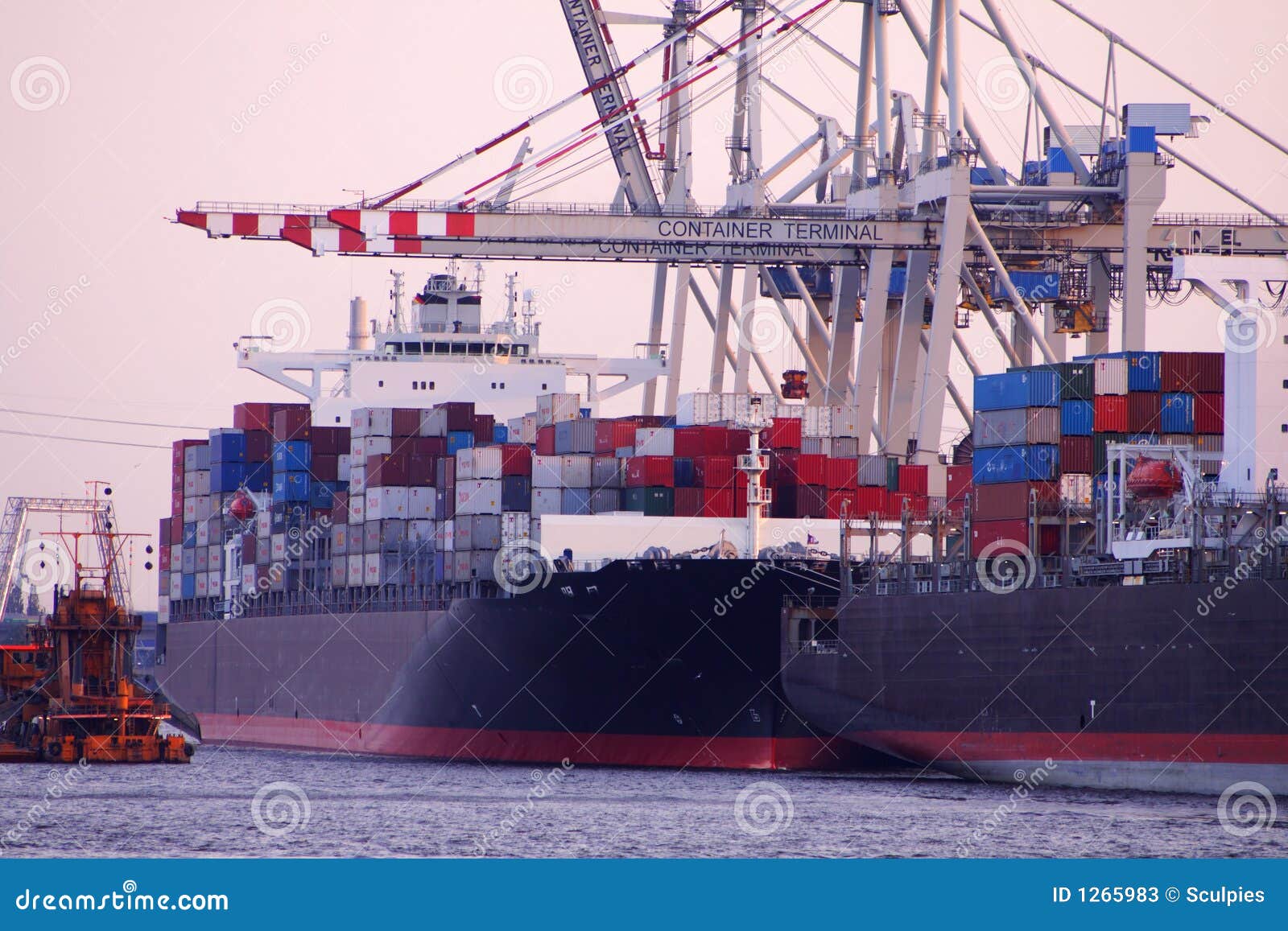 Container ship stock image. Image of container, offloading - 1265983