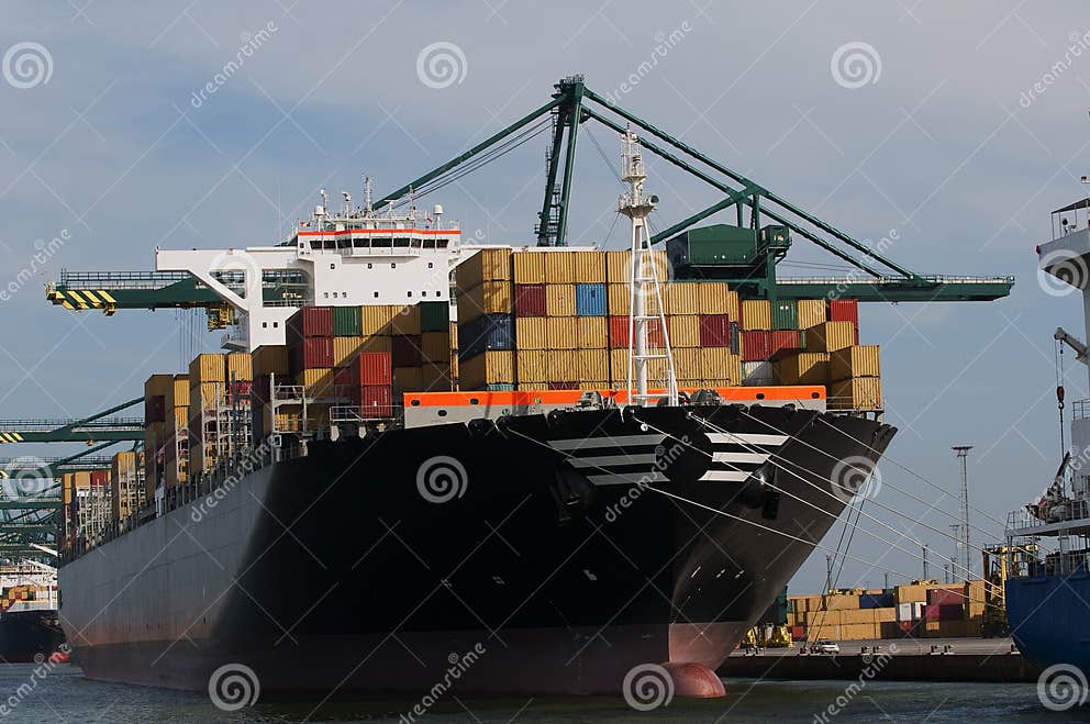 Container ship stock image. Image of nautical, international - 16373393