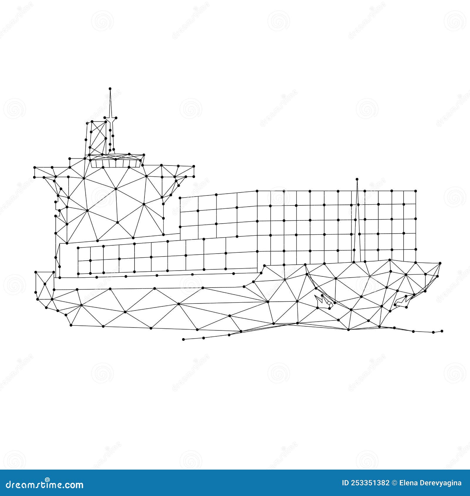 Container Ship, from Abstract Futuristic Polygonal Black Lines and Dots ...