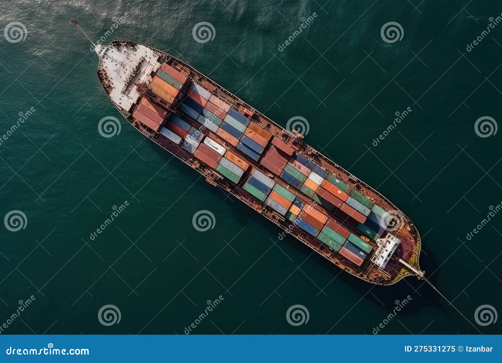 Container Ship Aerial Top View Illustration Generative Ai Stock ...