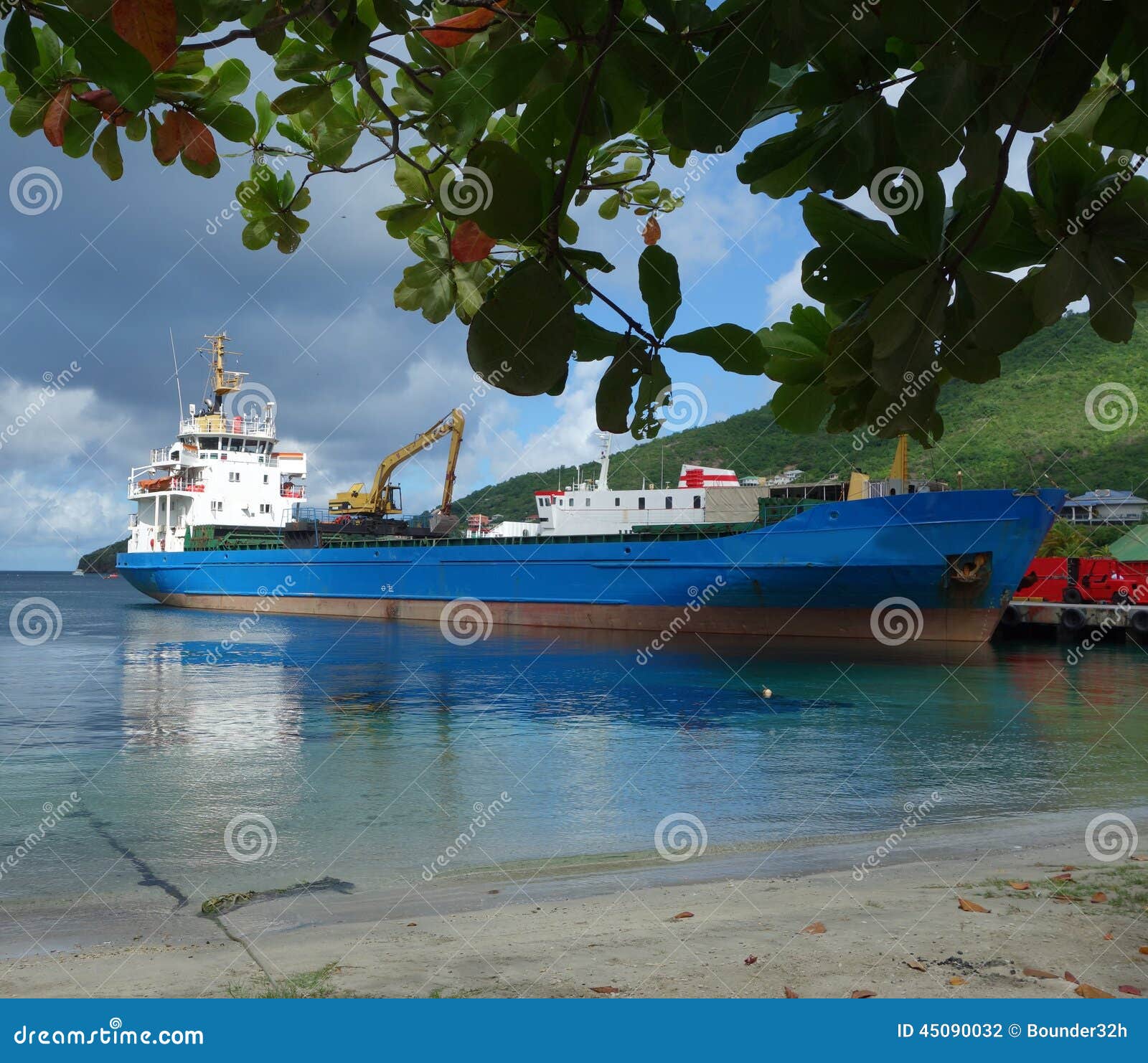 A Container Ship Alongside the Customs Wharf in Kingstown, St. Vincent ...