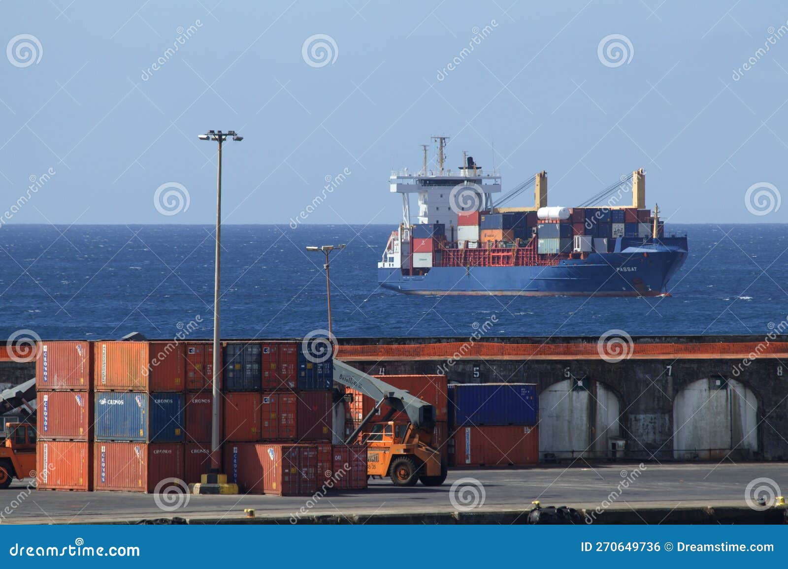 Container Ship Arrives in the Port with Containers on Deck Editorial ...