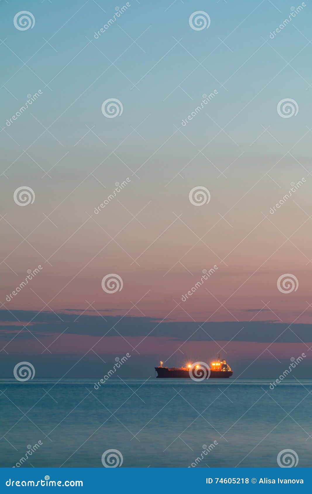 Container Ship. Beautiful Evening Seascape Stock Photo - Image of dawn ...