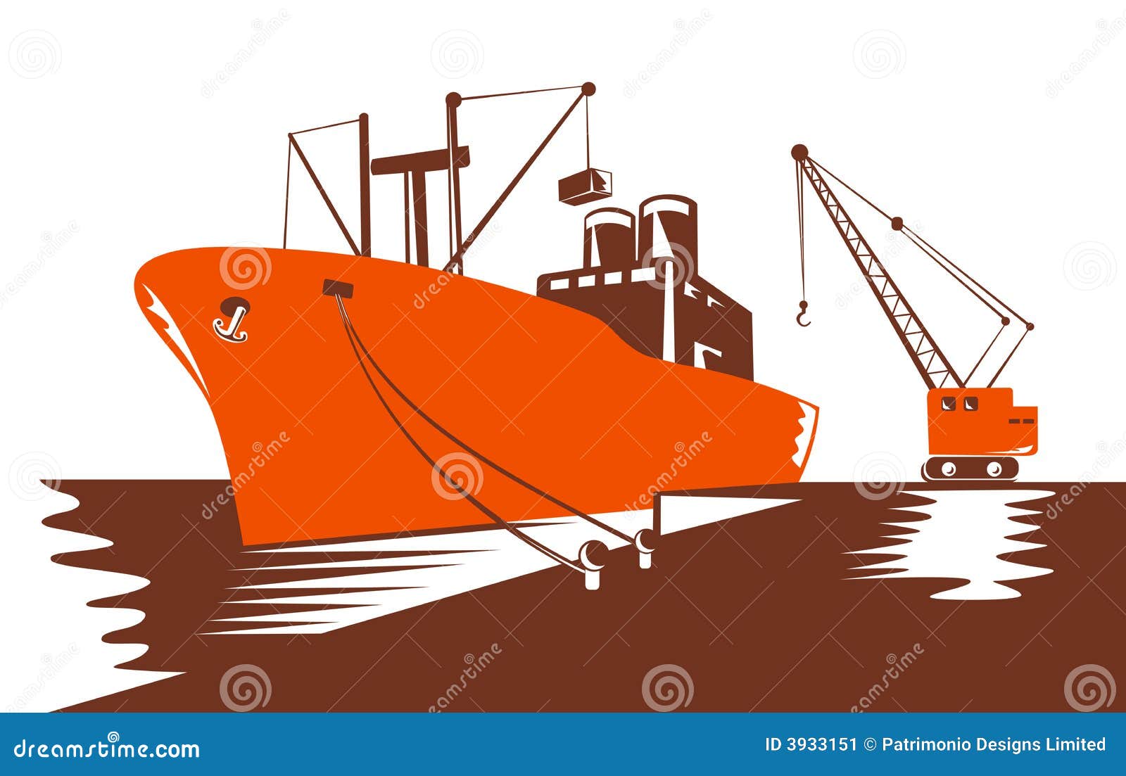 Container Ship Being Loaded by Stock Vector - Illustration of helm ...