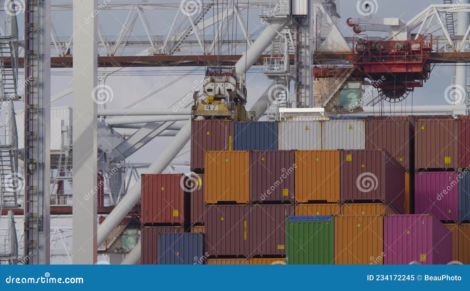 Container Ship Being Loaded. Stock Video - Video of stacked, commerce ...