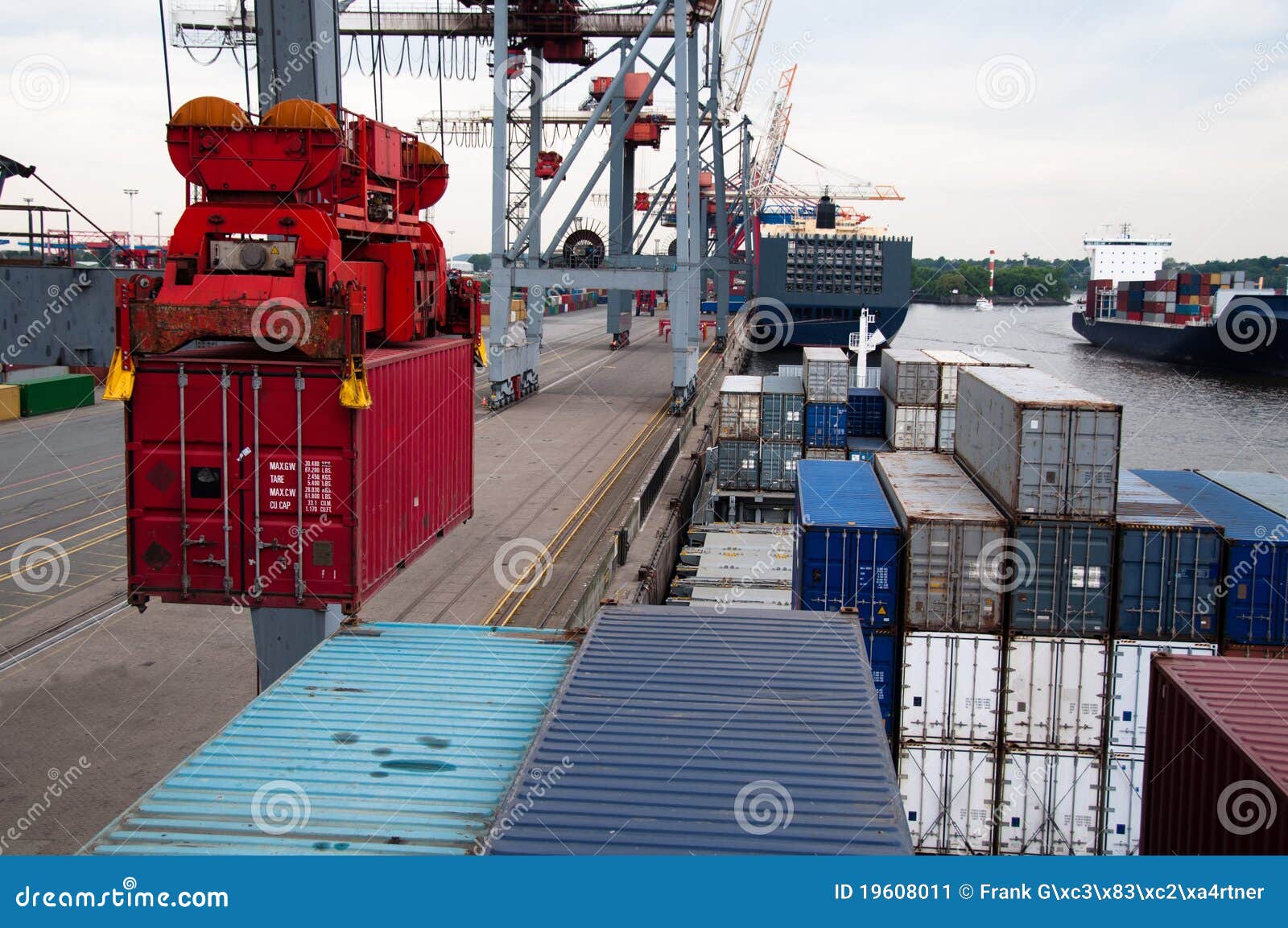 Container Ship Being (un)loaded Stock Image - Image of international ...
