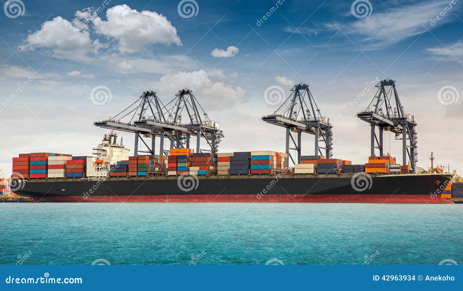 Container Ship Berthing Port Stock Photo - Image of ports, machine ...