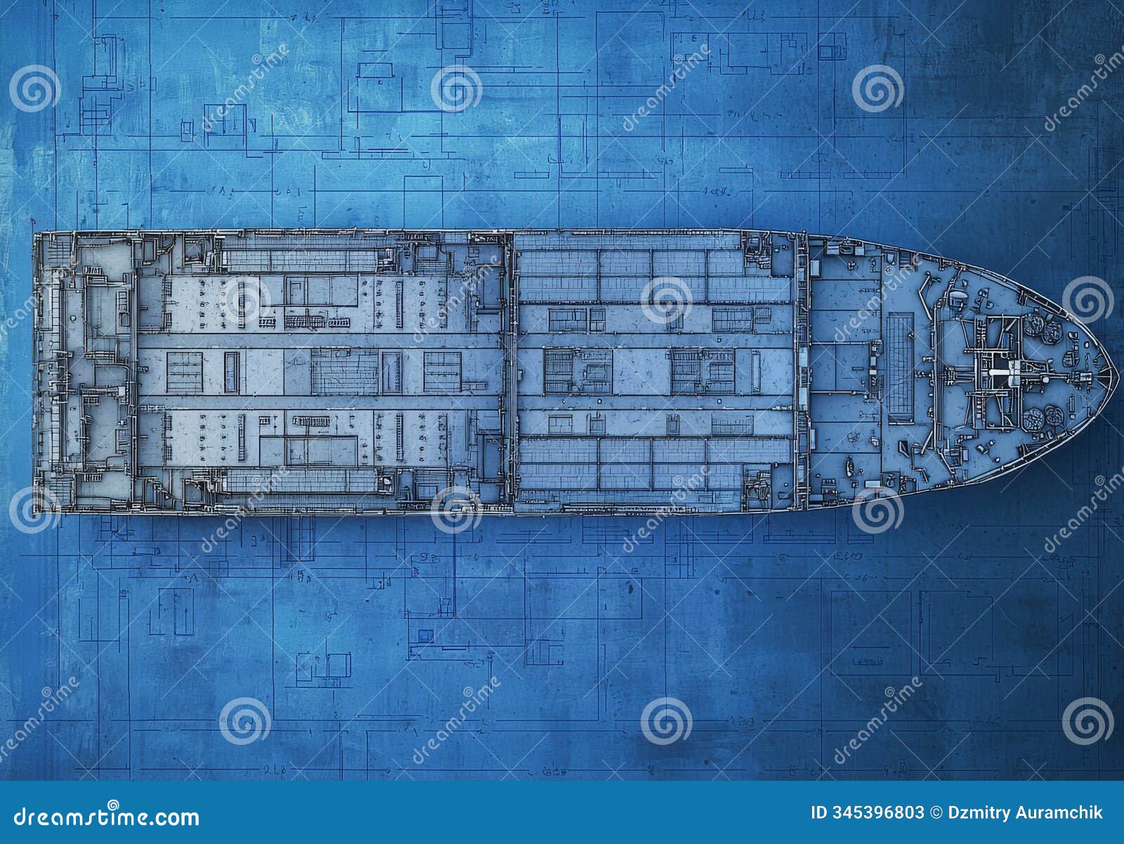 Container Ship Blueprint at Terminal Port with Cargo Ship Stock Image ...