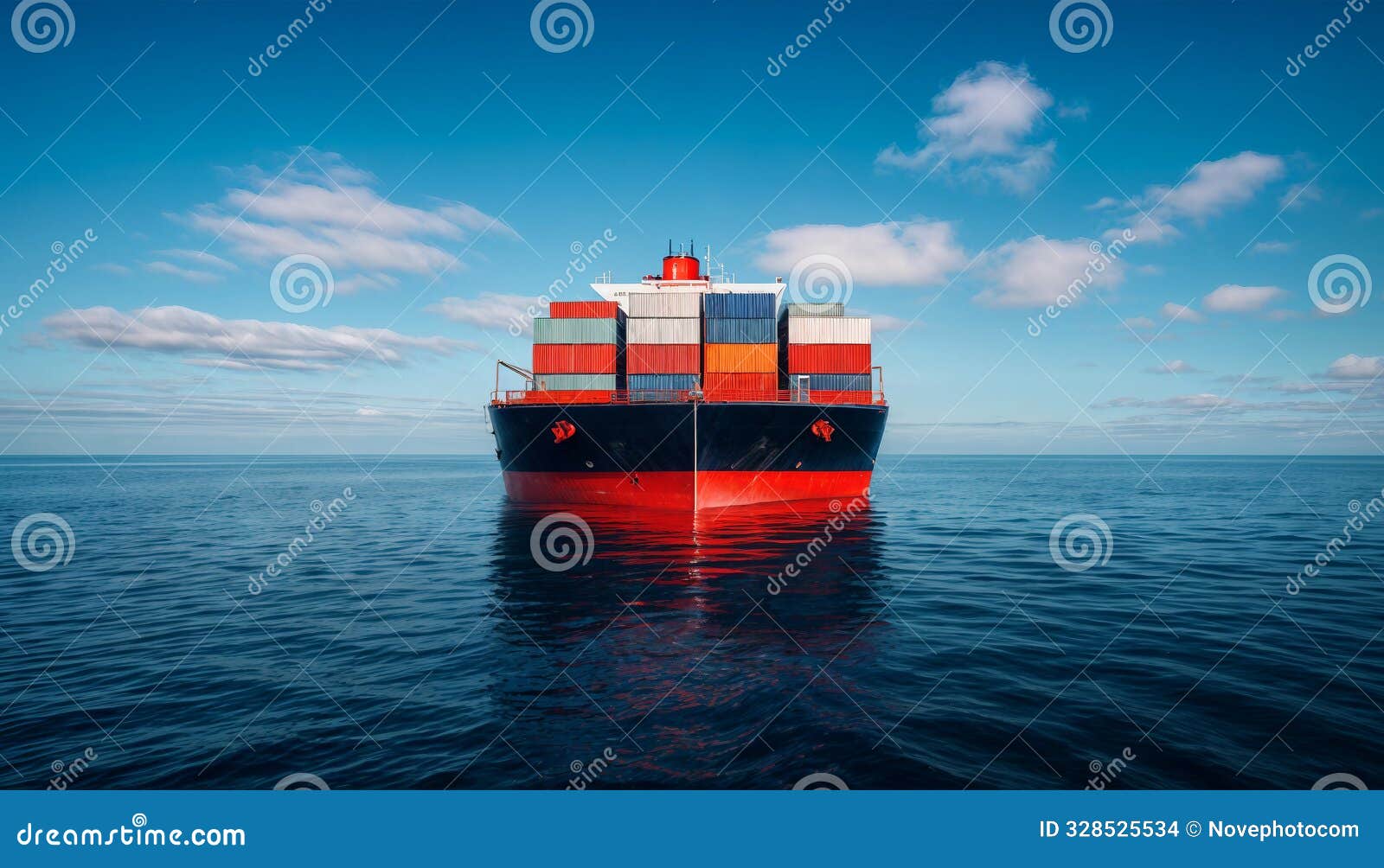 Container Ship. Cargo Ship on the Open Sea Stock Illustration ...