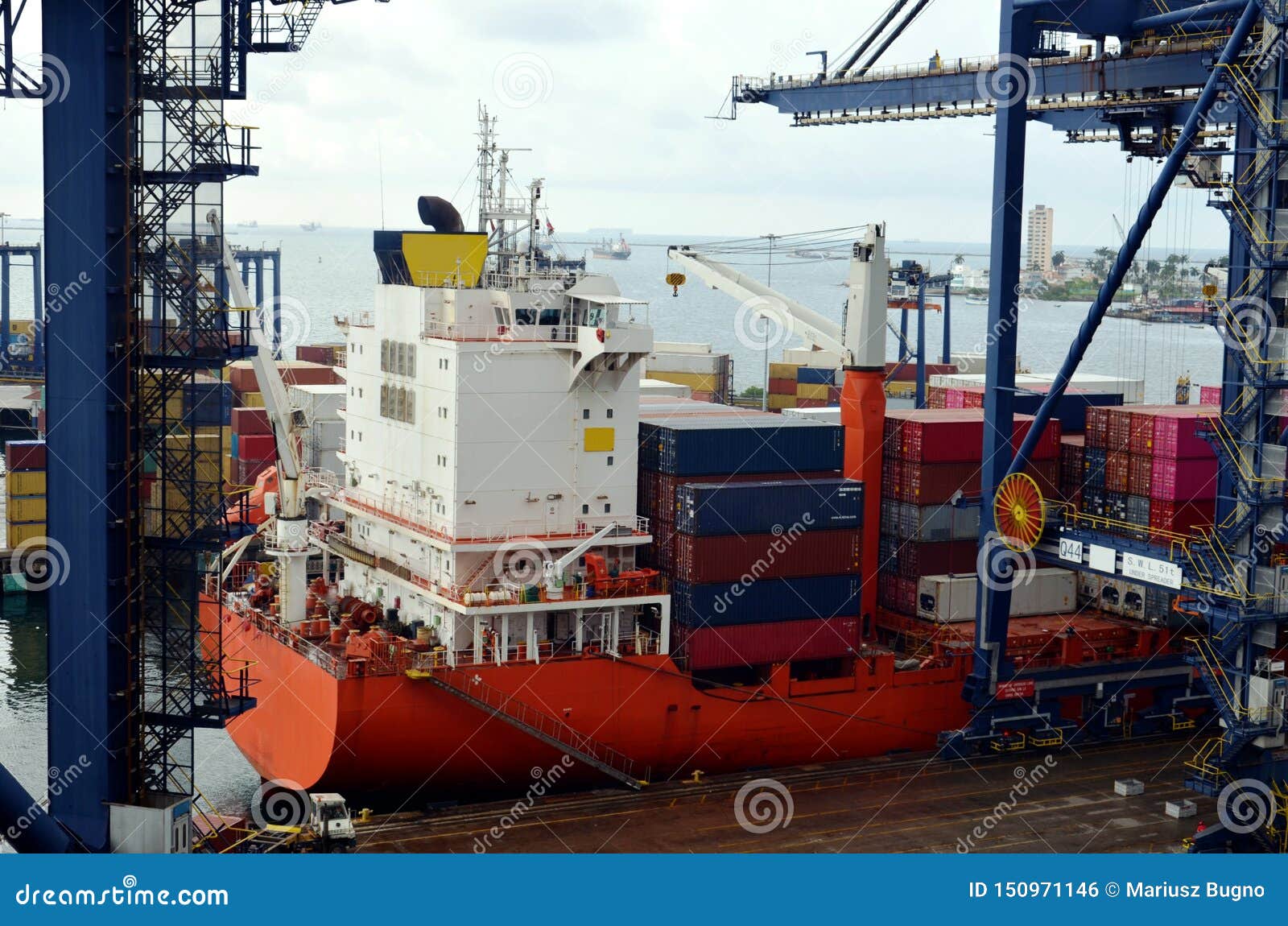 Container Ship in the Port of Cristobal, Panama. Stock Photo - Image of ...