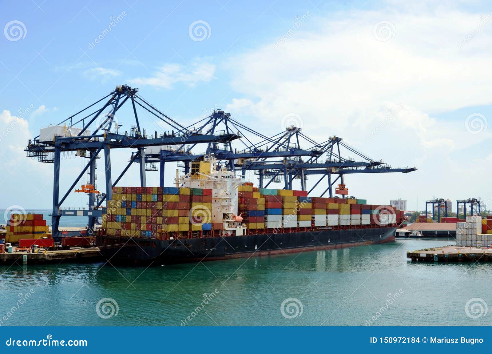 Container Ship in the Port of Cristobal, Panama. Stock Photo - Image of ...