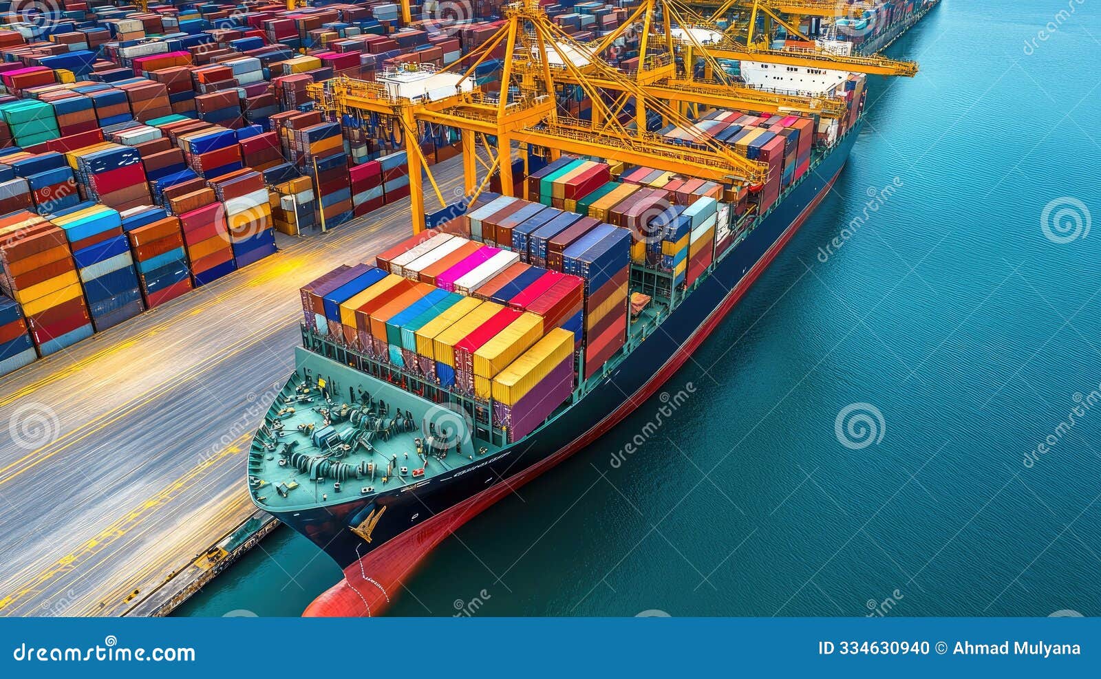 Container Ship Carrying Container Boxes Import Export Dock, Quay Crane ...