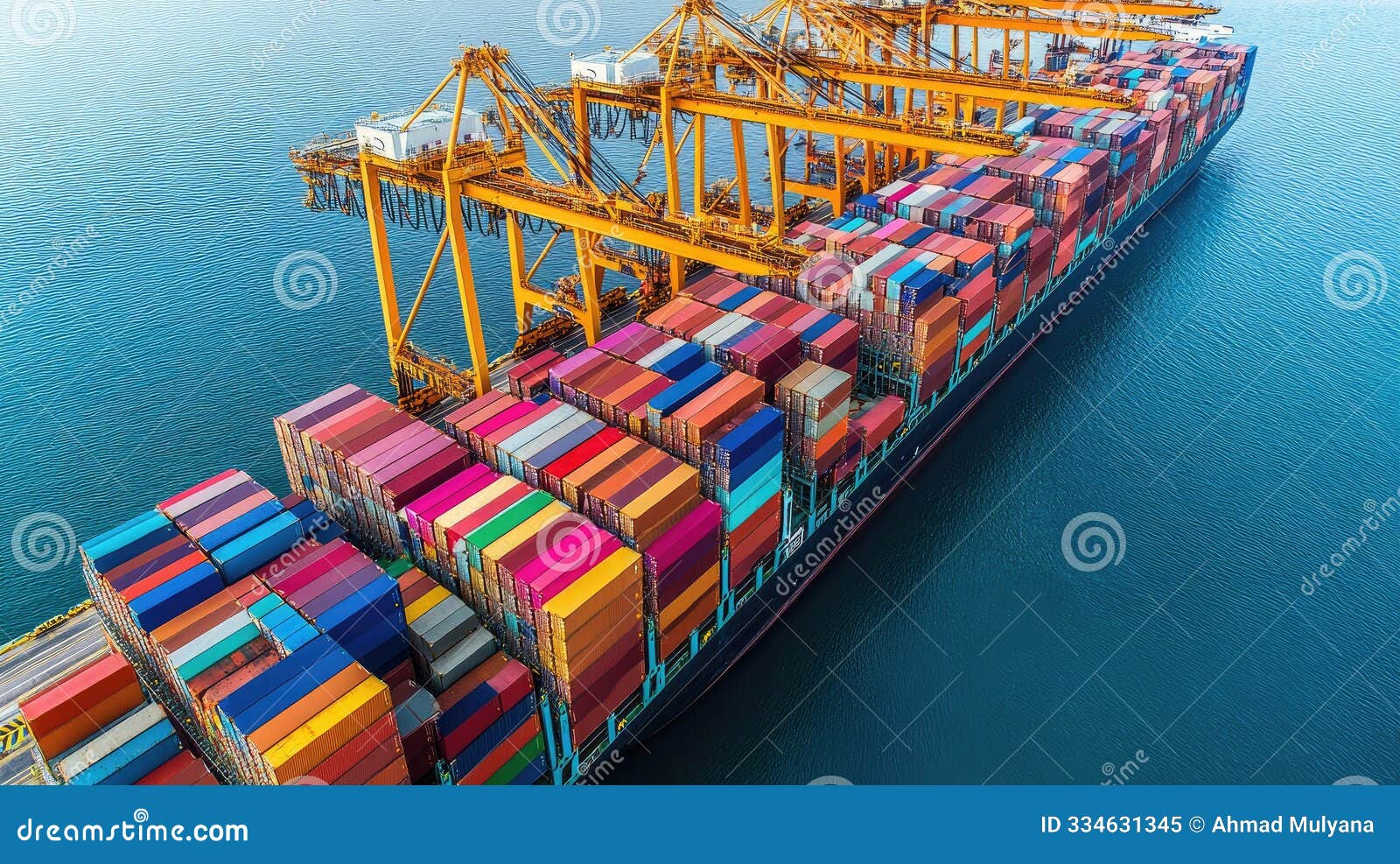 Container Ship Carrying Container Boxes Import Export Dock, Quay Crane ...