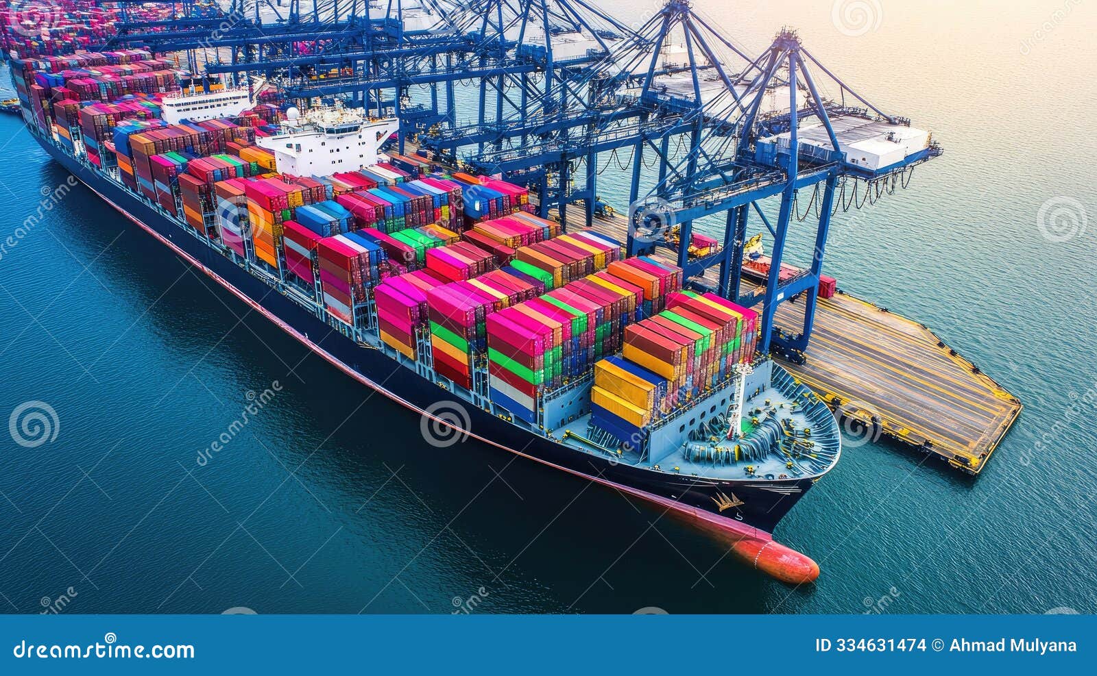 Container Ship Carrying Container Boxes Import Export Dock, Quay Crane ...