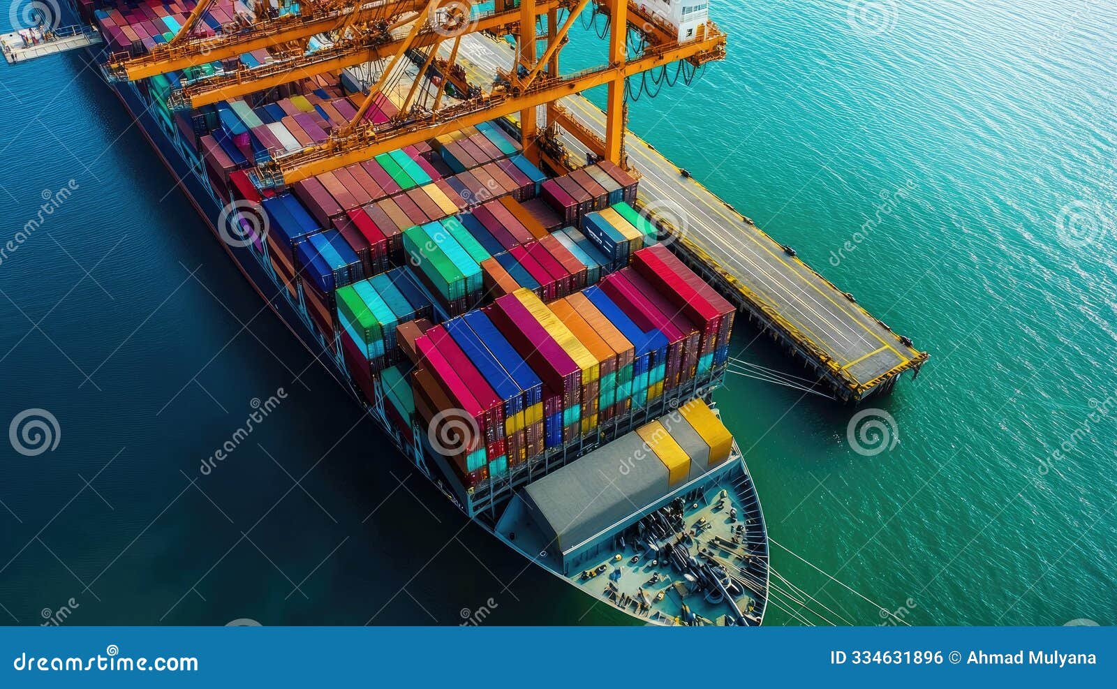 Container Ship Carrying Container Boxes Import Export Dock, Quay Crane ...