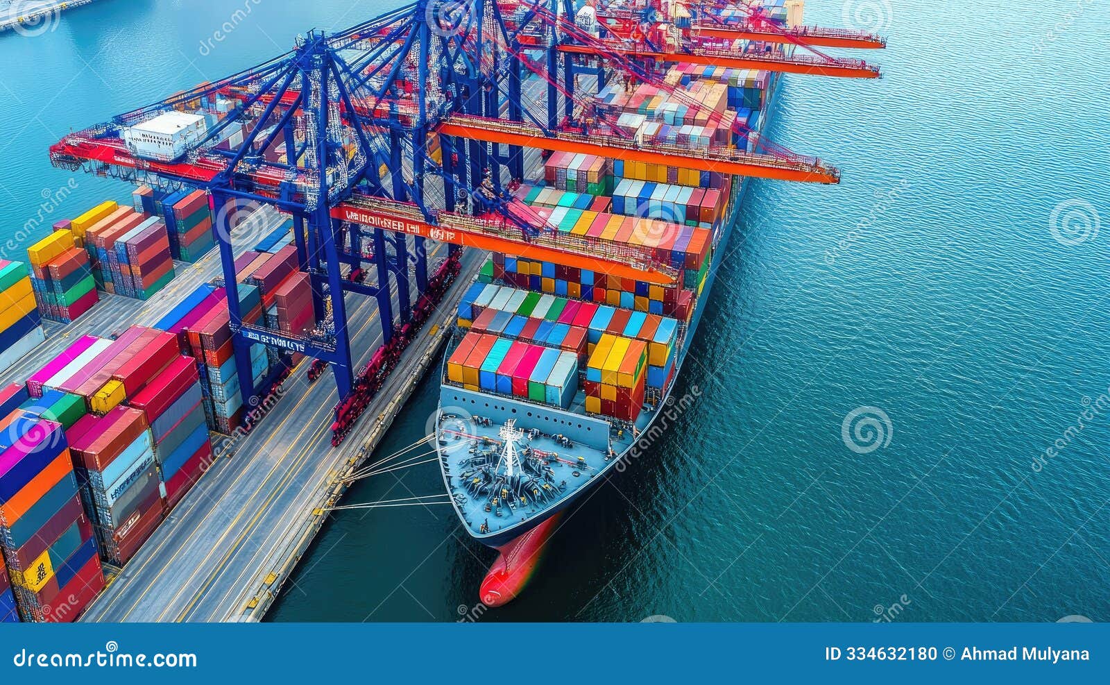Container Ship Carrying Container Boxes Import Export Dock, Quay Crane ...