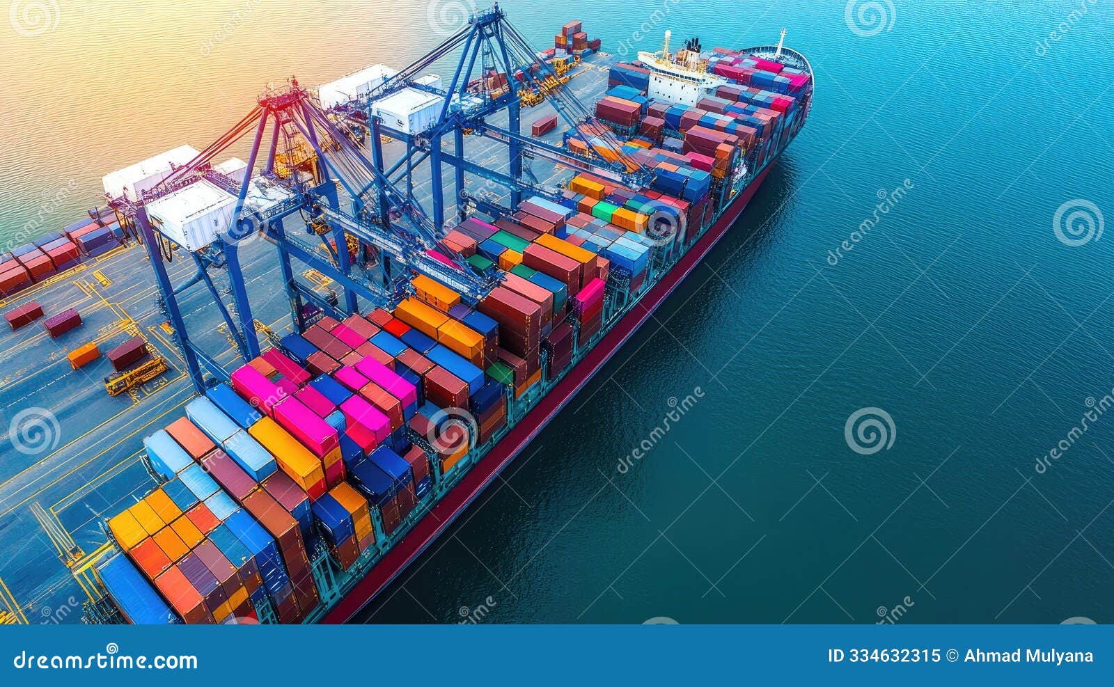 Container Ship Carrying Container Boxes Import Export Dock, Quay Crane ...