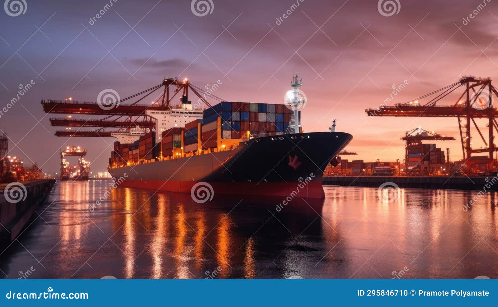 Container Ship Carrying Container Boxes Import Export Dock with Quay ...
