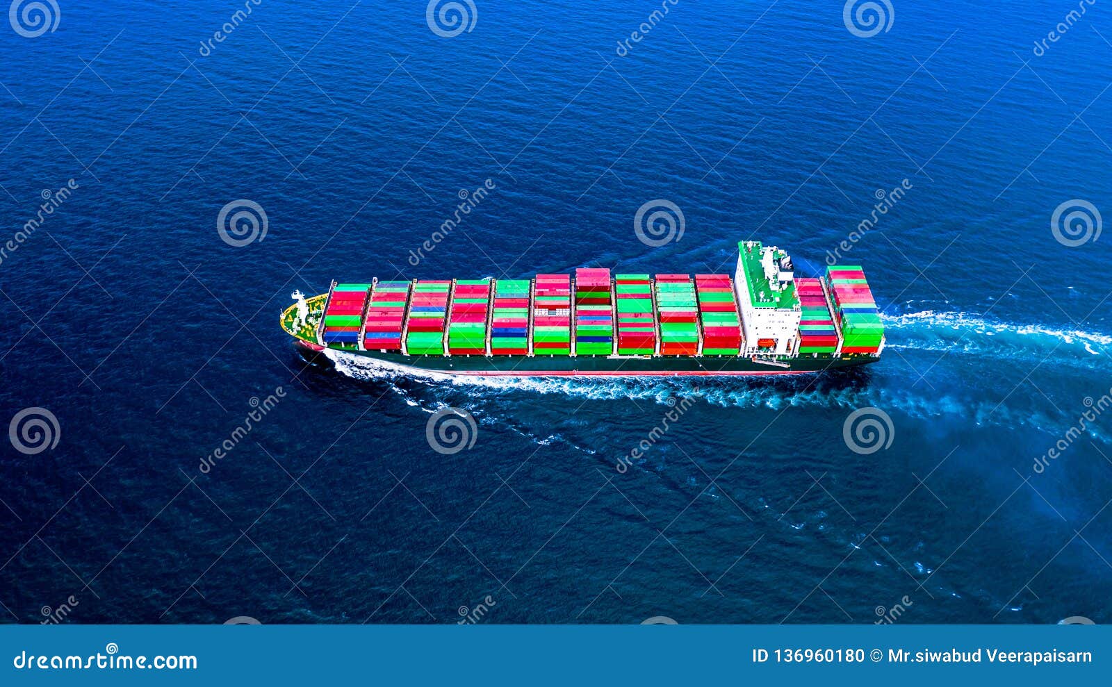 Container Ship Carrying Container for Import and Export, Aerial View ...