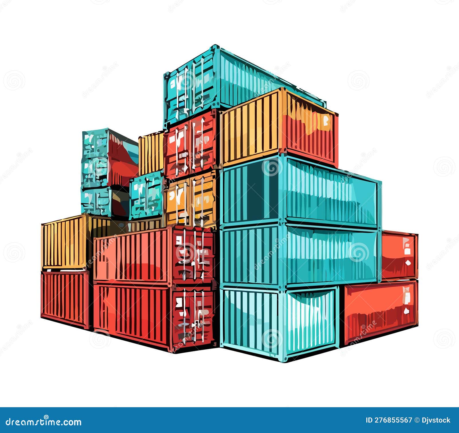 Container Ship Carrying Heavy Steel Cargo Crates Stock Vector ...