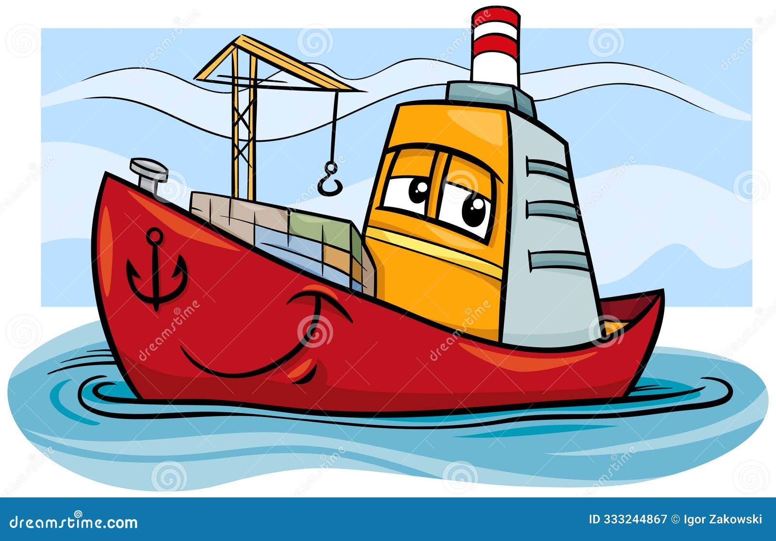 Container Ship Character Cartoon Illustration Stock Illustration ...