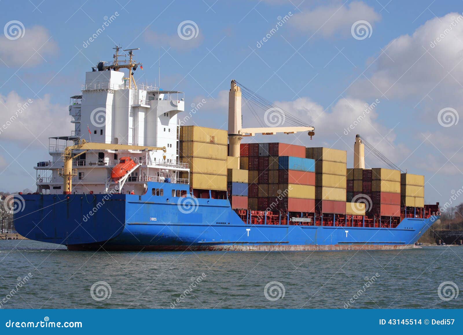 Container ship with crane stock photo. Image of container - 43145514
