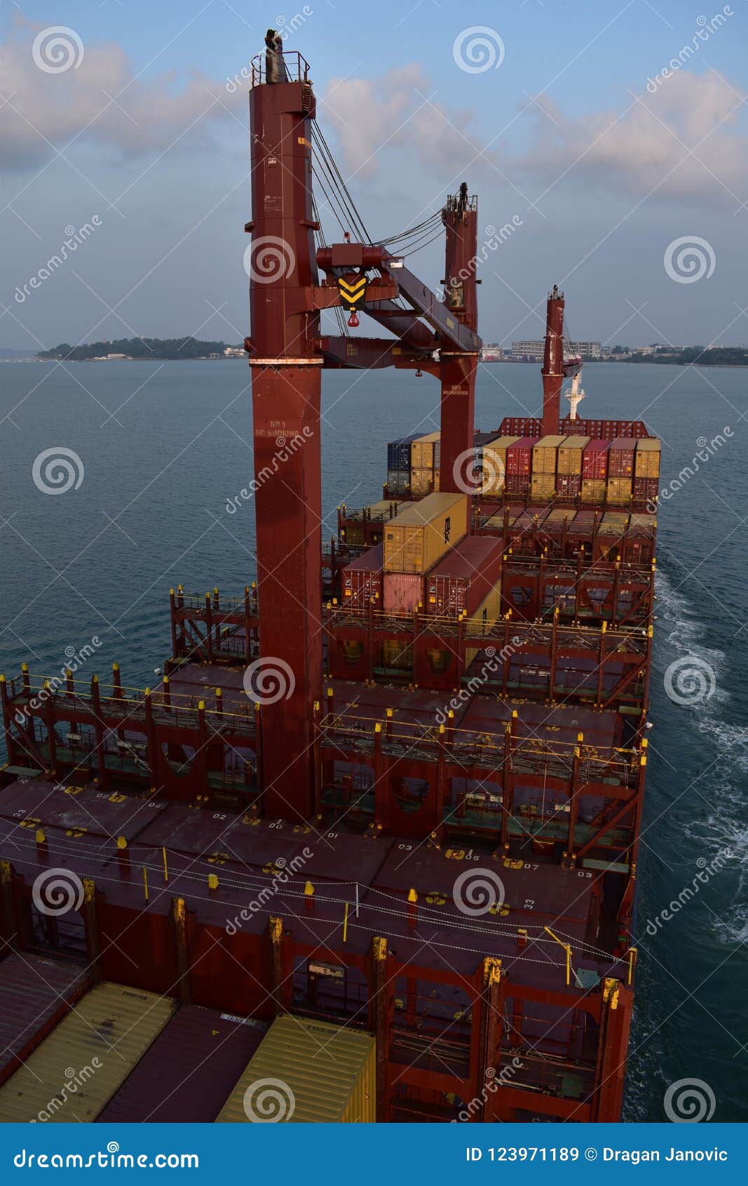 Container Ship with Cranes Maneuvering Editorial Stock Image - Image of ...