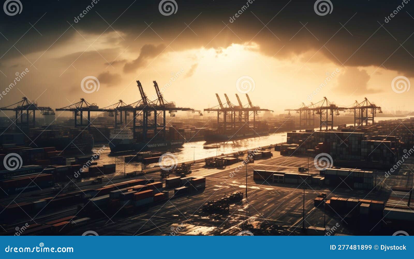 Container Ship Delivering Cargo at Industrial Dock Generated by AI ...