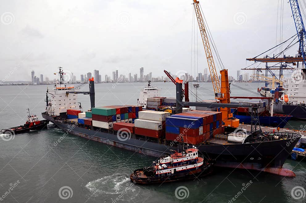 Container ship in the dock stock image. Image of export - 13364957