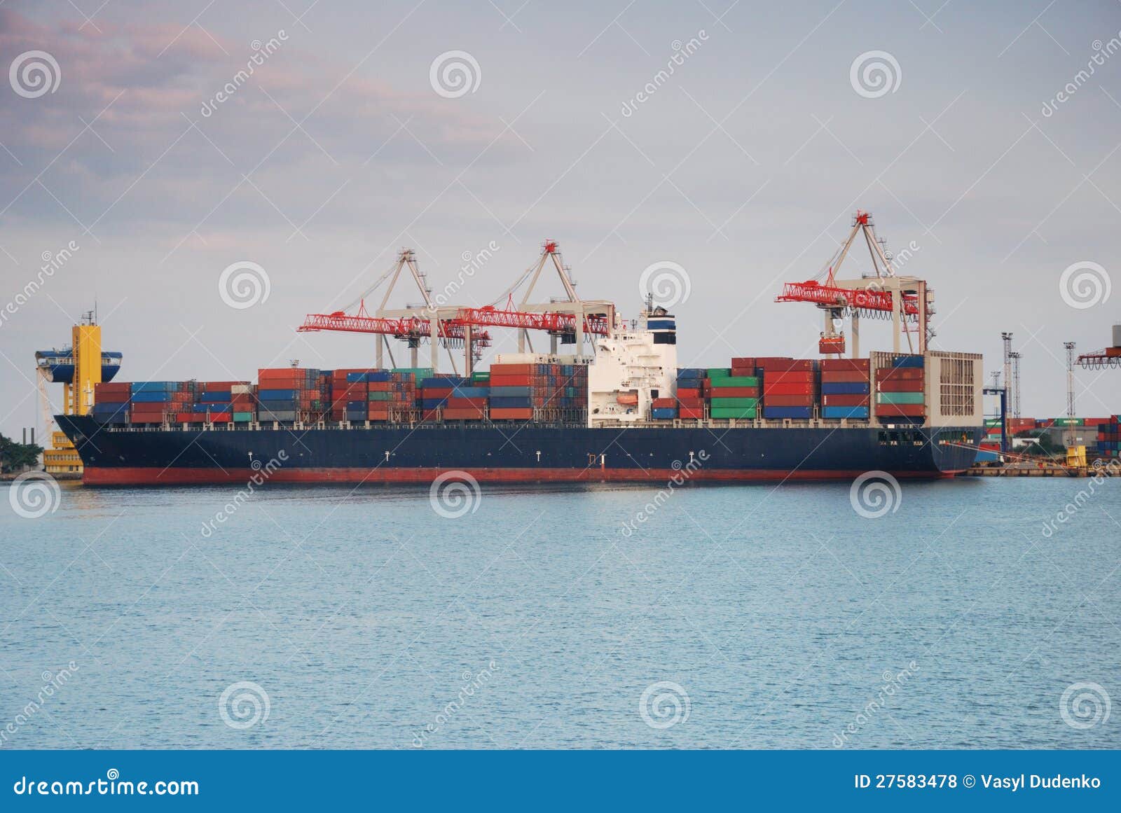 Container ship in dock stock photo. Image of heavy, cargo - 27583478