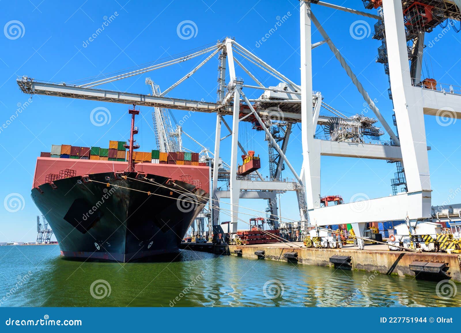 A Container Ship at the Dock Stock Photo - Image of shipping, crane ...