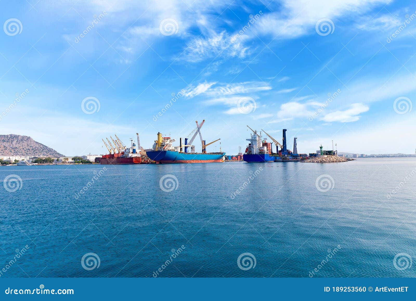 Container Ship in Dock at Port Stock Photo - Image of deliver, nautical ...