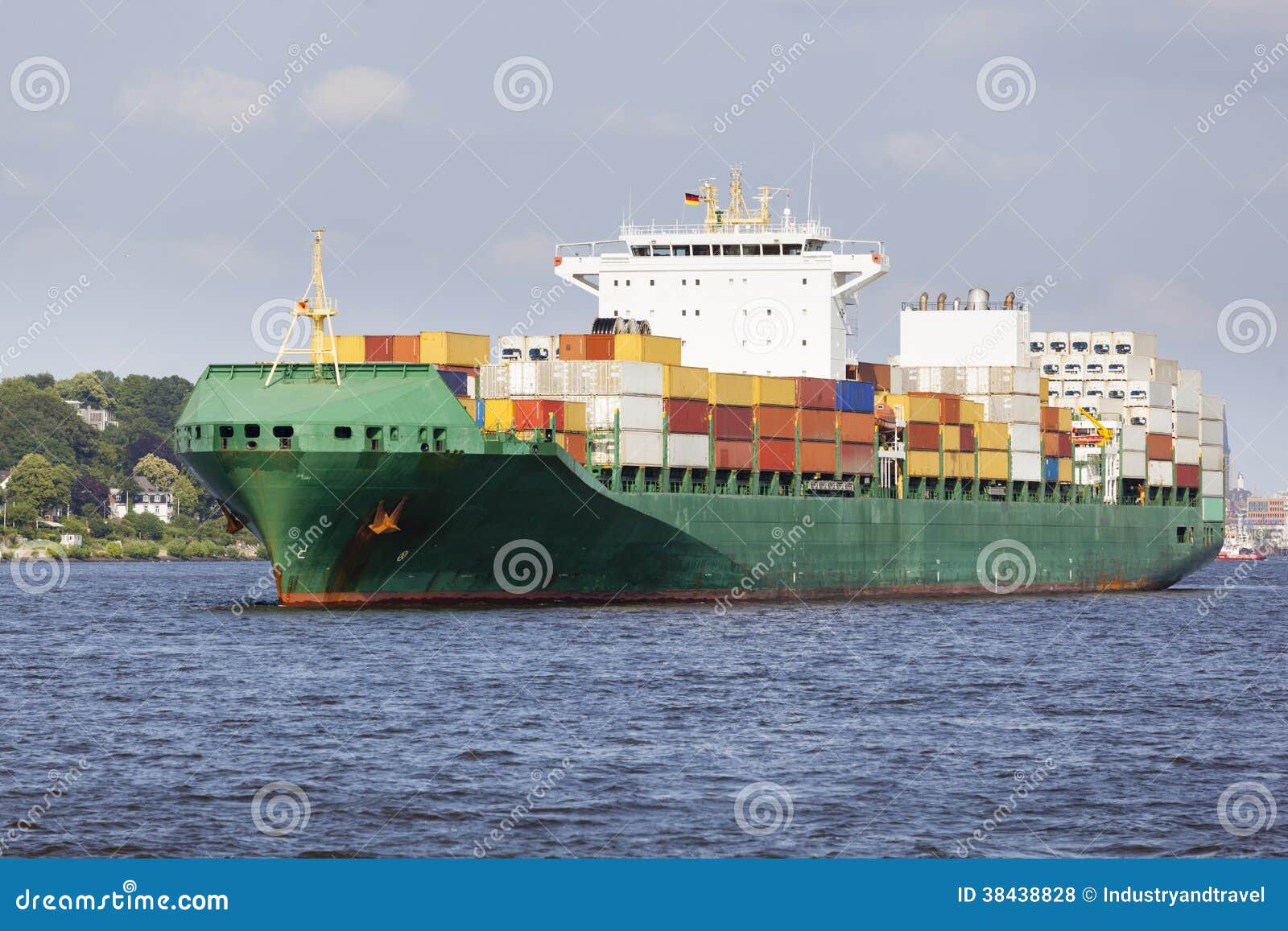 Container Ship on the Elbe in Hamburg, Germany Stock Photo - Image of ...